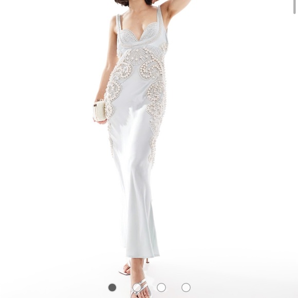 ASOS | Dresses | Nwt Asos Design Pearl Embellished Satin Maxi Dress In ...